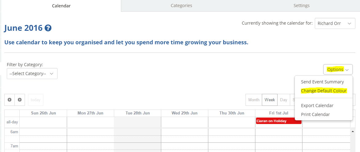 Changing a default colour of events - Calendar - InTouch Changing a default colour of events - Calendar - InTouch